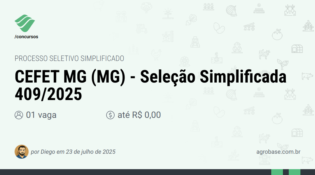 CEFET MG (MG) - Seleção Simplificada 409/2025