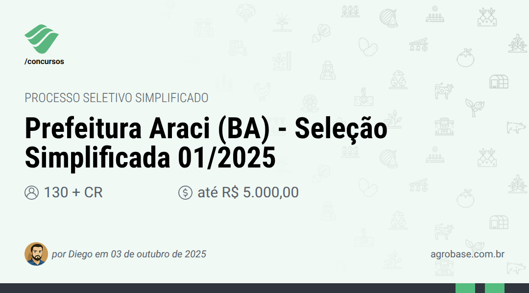 Prefeitura Araci (BA) - Seleção Simplificada 01/2025