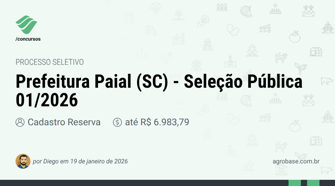 Prefeitura Paial (SC) - Seleção Pública 01/2026