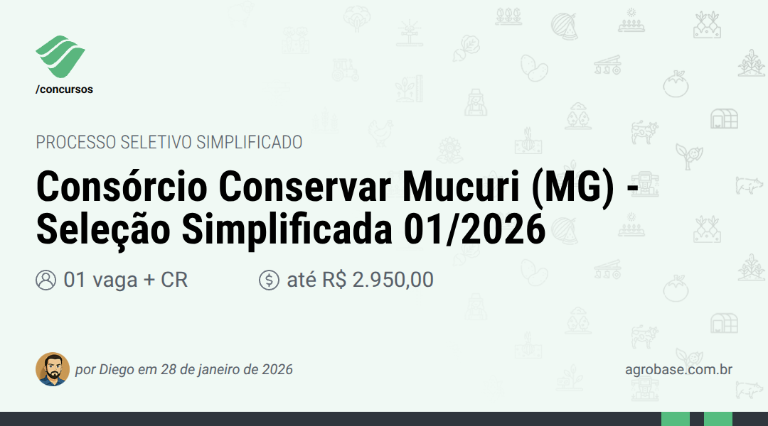 Consórcio Conservar Mucuri (MG) - Seleção Simplificada 01/2026