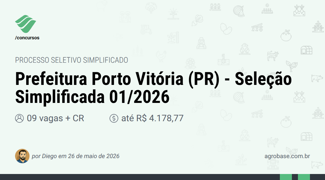 Prefeitura Porto Vitória (PR) - Seleção Simplificada 01/2026